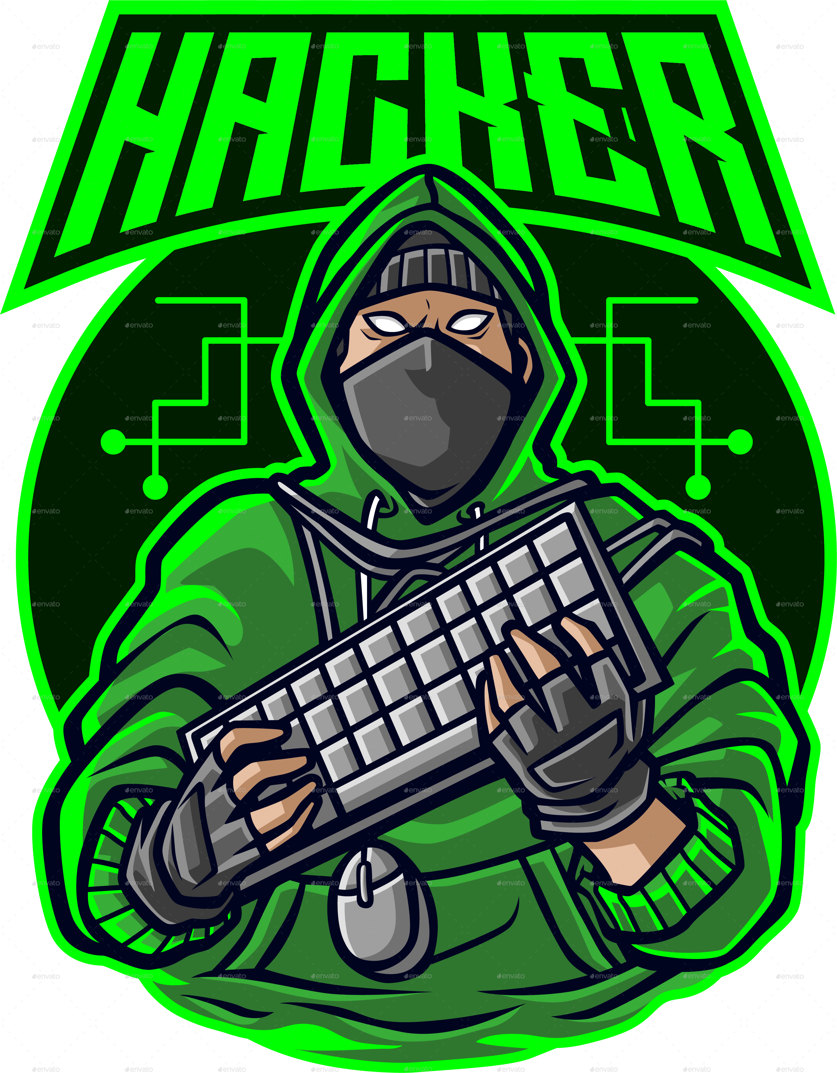 Hacker Mascot Logo for eSport and Sport, Logo Templates | GraphicRiver
