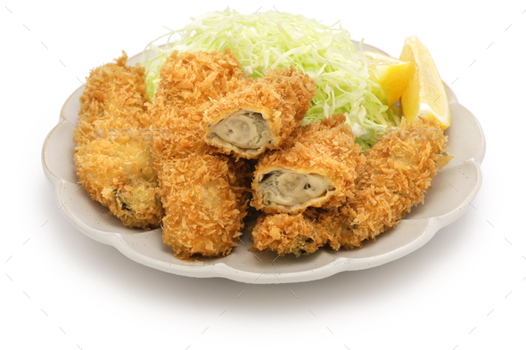 Kaki fry ( deep fried breaded oysters ), japanese cuisine Stock Photo ...