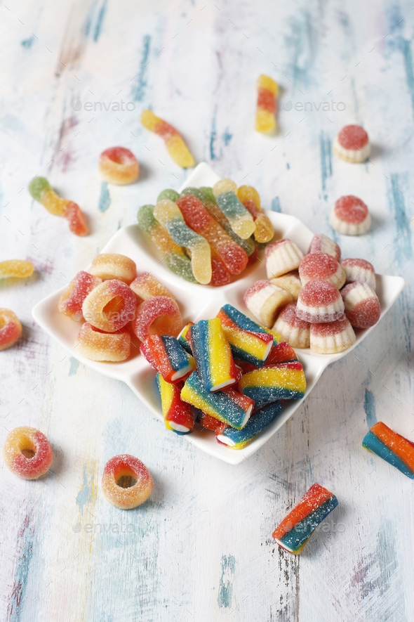 Colorful candies, jelly and marmalade,unhealthy sweets. Stock Photo by ...