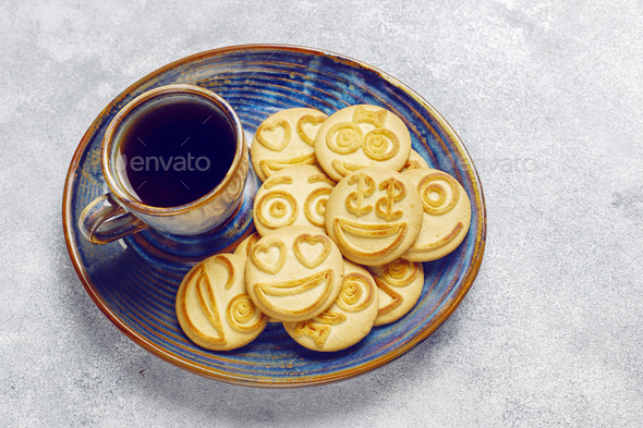 Funny different emotion cookies ,smiling and sad cookies Stock Photo by ...