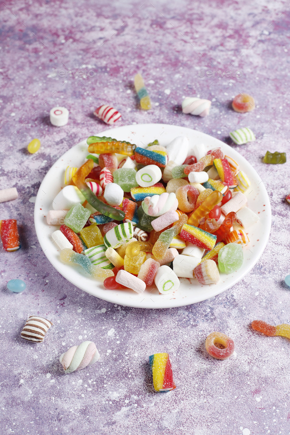 Colorful candies, jelly and marmalade,unhealthy sweets. Stock Photo by ...