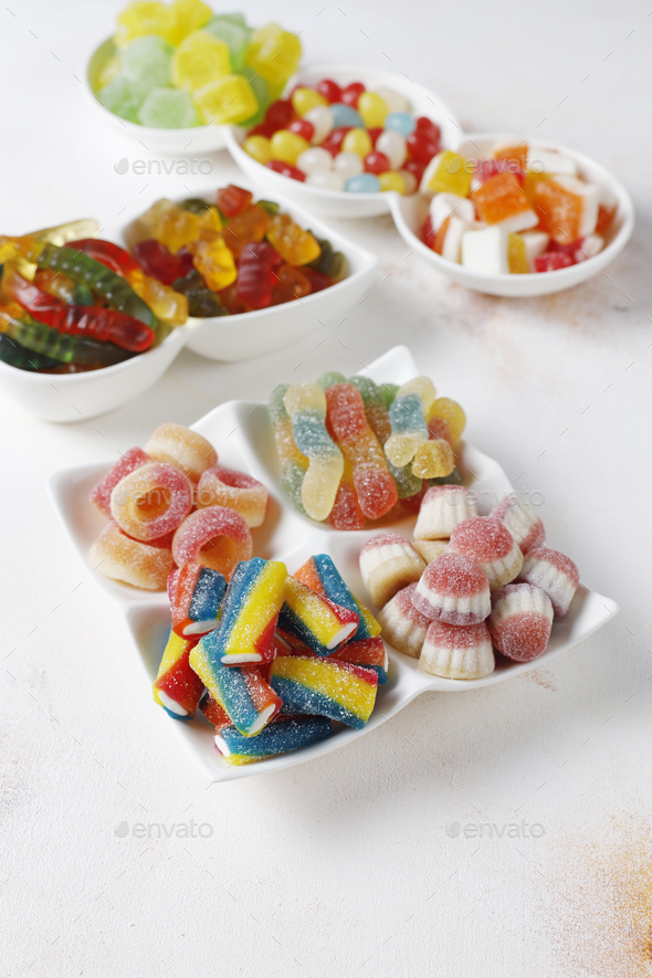 Colorful candies, jelly and marmalade,unhealthy sweets. Stock Photo by ...