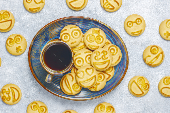 Funny different emotion cookies ,smiling and sad cookies Stock Photo by ...