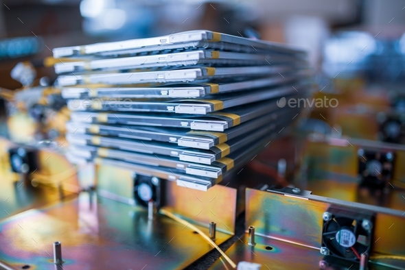 Stack of matrix for TFT displays and details in workshop Stock Photo by ...