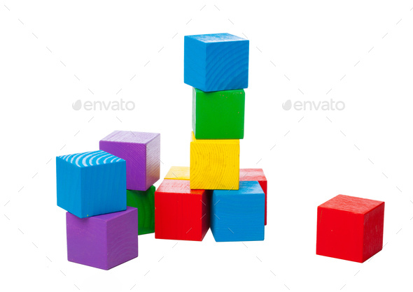 Wooden building blocks isolated on white background Stock Photo by ...