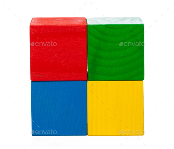 Wooden building blocks isolated on white background Stock Photo by ...