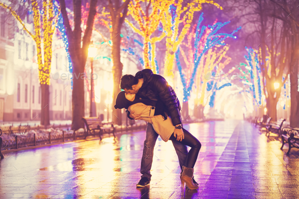 Couple kissing at night alley. Stock Photo by Masson-Simon | PhotoDune