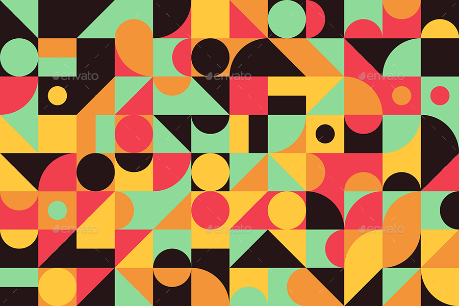 Mosab - Flat Geometric Elements Mosaic Seamless Patterns, Graphics