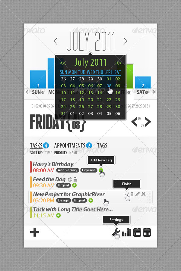 Complex Calendar Application, Web Elements | GraphicRiver