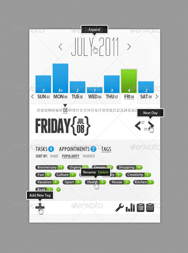 Complex Calendar Application, Web Elements | GraphicRiver