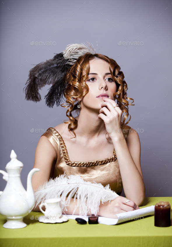 Empire girl writing letter. Stock Photo by Masson-Simon | PhotoDune