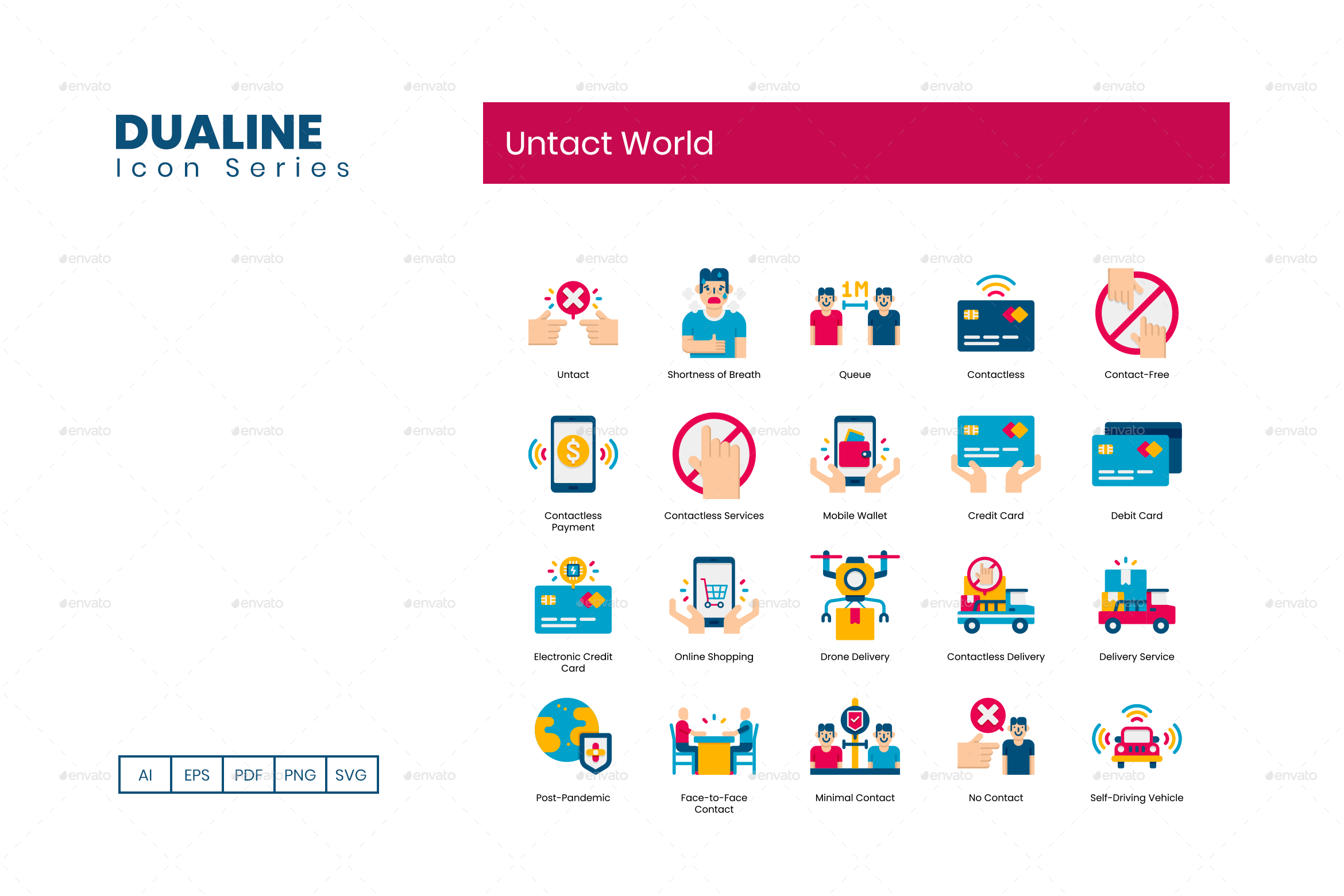73 Untact World Icons | Dualine Flat Series, Icons | GraphicRiver