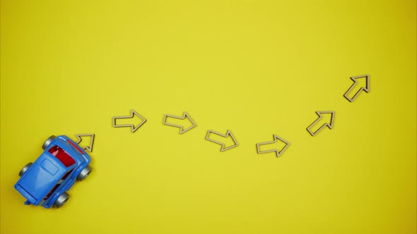 The Arrows Indicate the Path, the Car Moves Along the Arrows. Stop ...