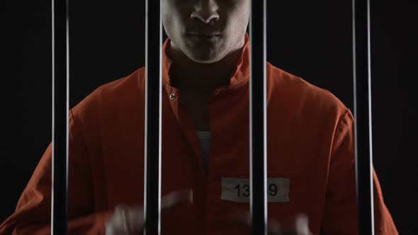 Aggressive Inmate Grasping Prison Bars, Unfairly Judged, Court Sentence ...