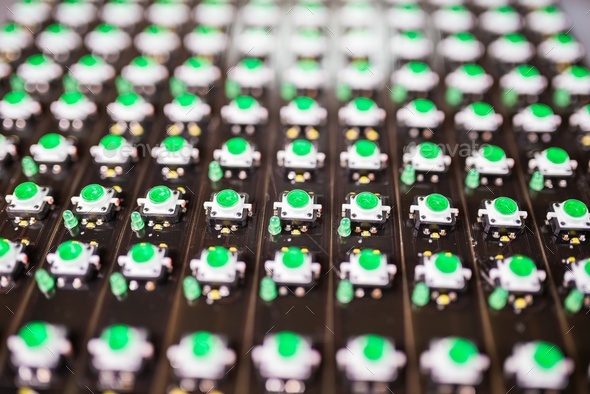 Panel of LED light indicators is in the production Stock Photo by ...