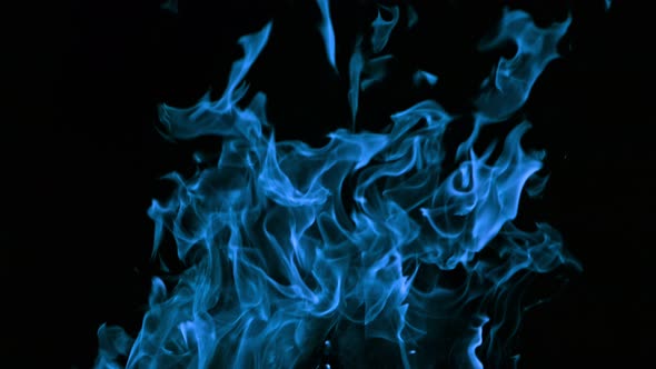 Blue Fire Flames in Super Slow Motion Shooted with High Speed Cinema ...