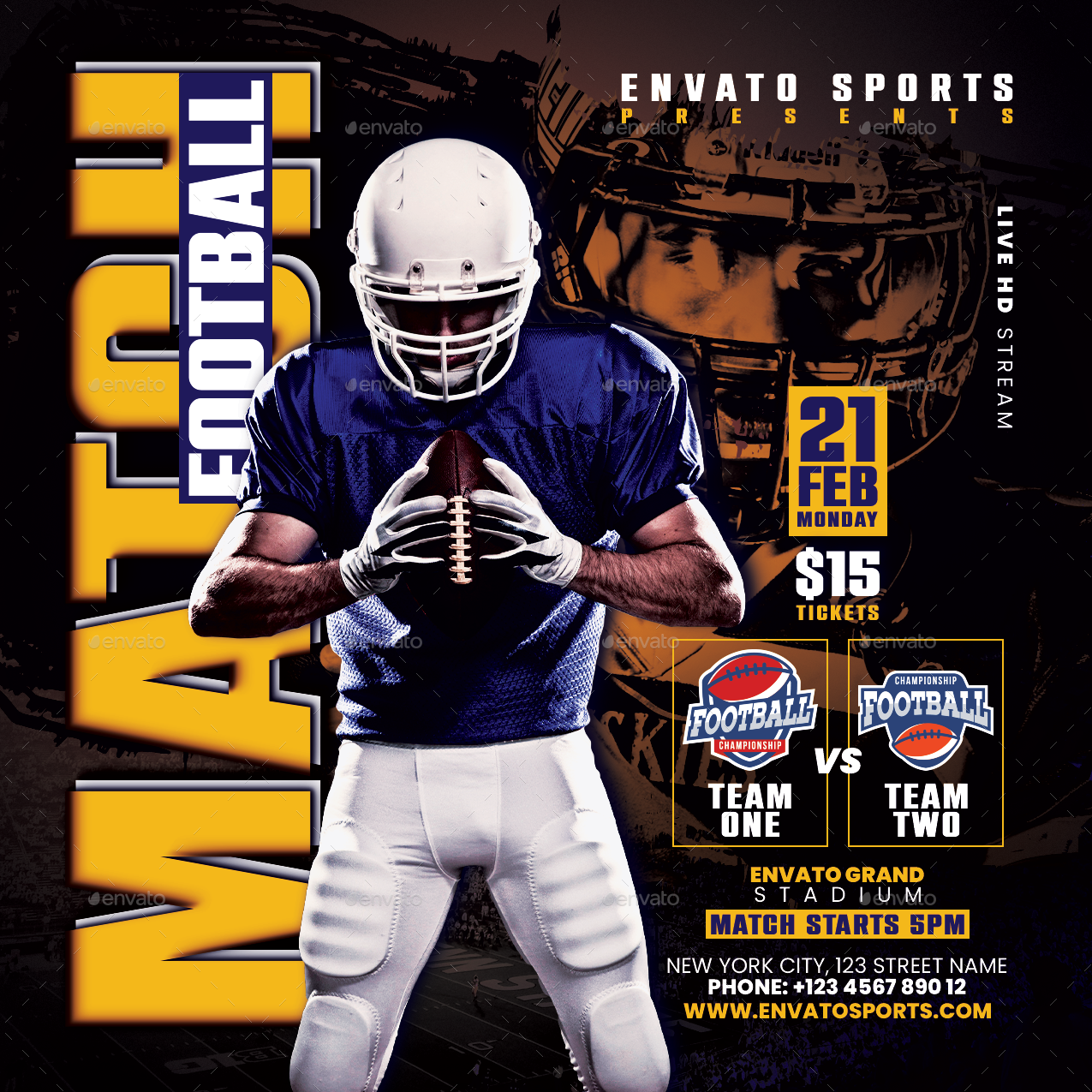 Football Match Flyer, Print Templates | GraphicRiver