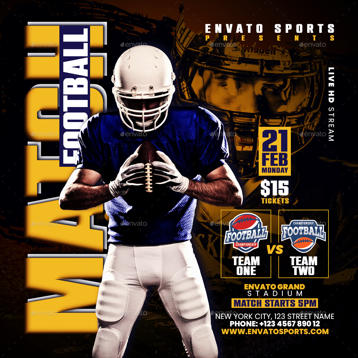 Football Match Flyer, Print Templates | GraphicRiver