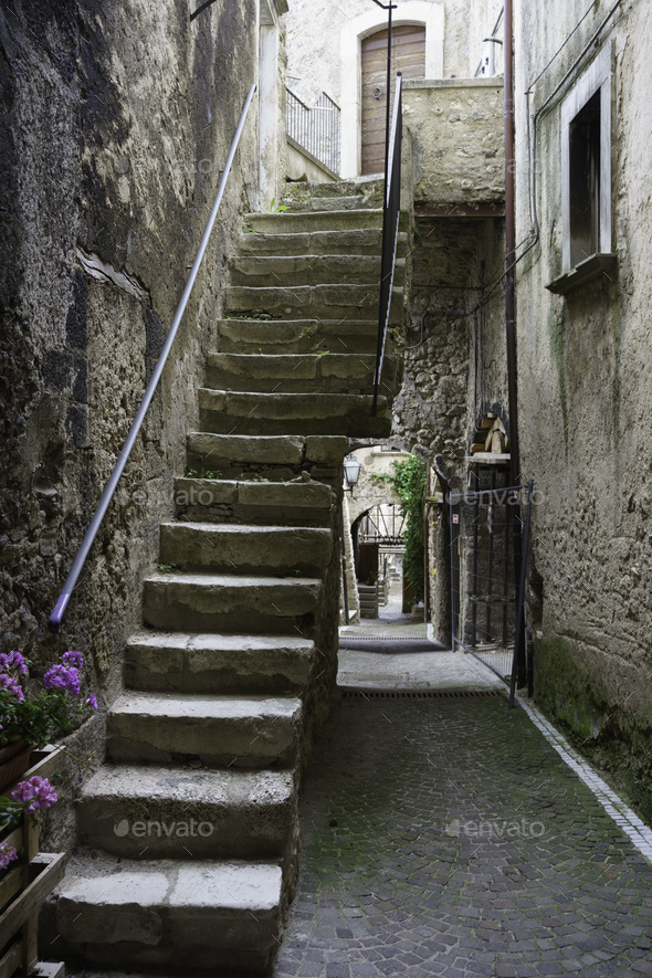 Castelvecchio Calvisio, medieval village in the Gran Sasso Natural Park ...