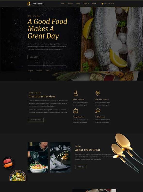 Crestaurant - Elegant Restaurant Pro Full Site Template Kit by Rometheme