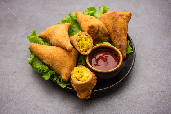 Bread Samosa with ketchup Stock Photo by stockimagefactory | PhotoDune
