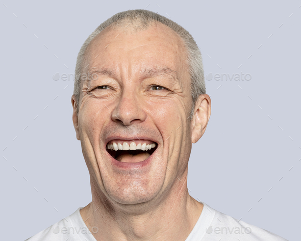 Cheerful senior man, smiling face portrait Stock Photo by Rawpixel