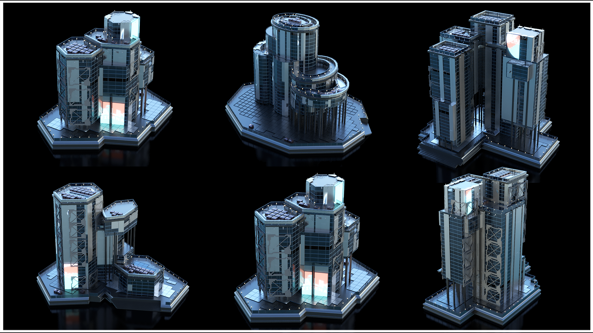 +30 Sci-Fi Modern City Buildings Kitbash Pack by elpamidor | 3DOcean