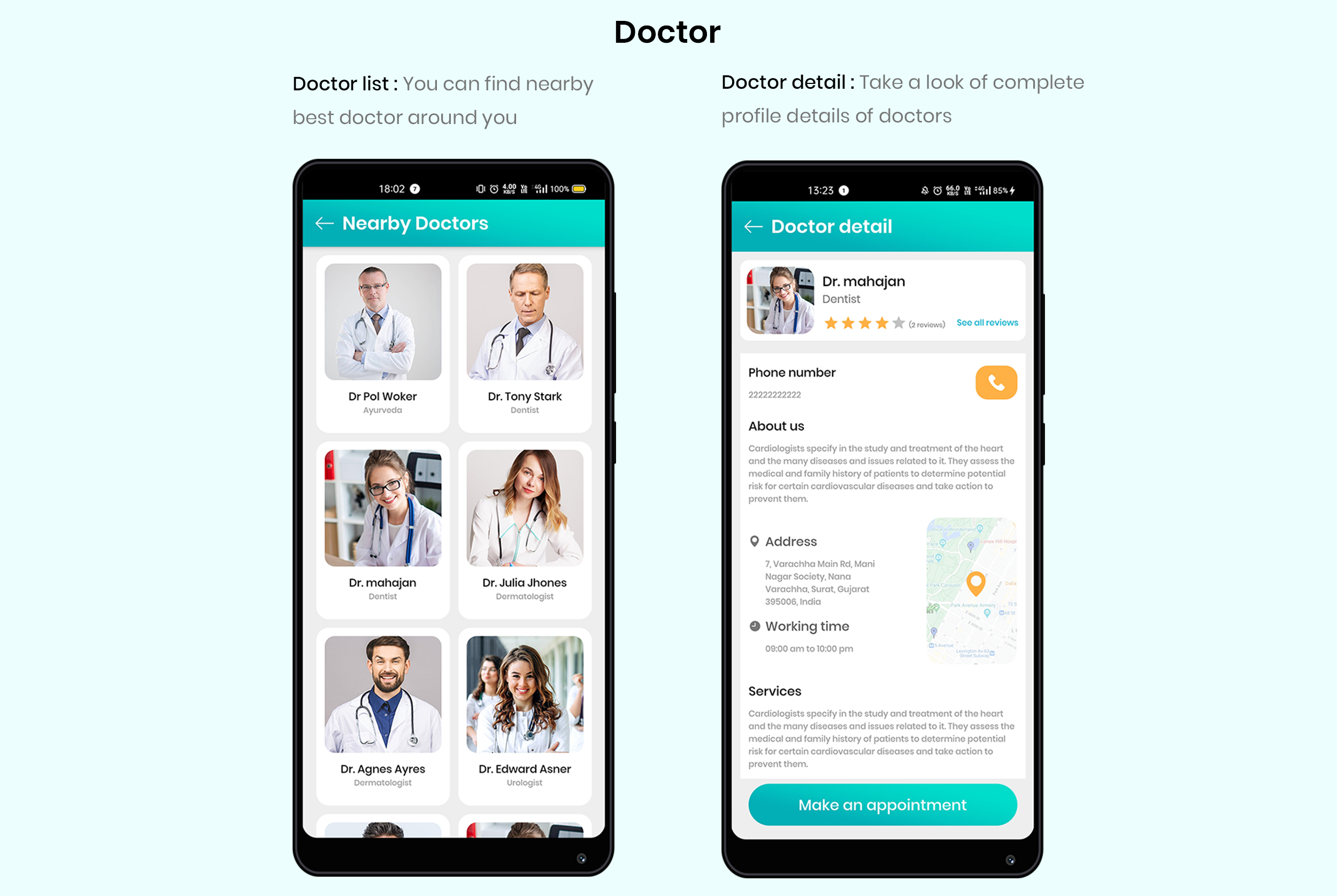 Doctor Finder - Appointment Booking With Time-slot app by FreakTemplate