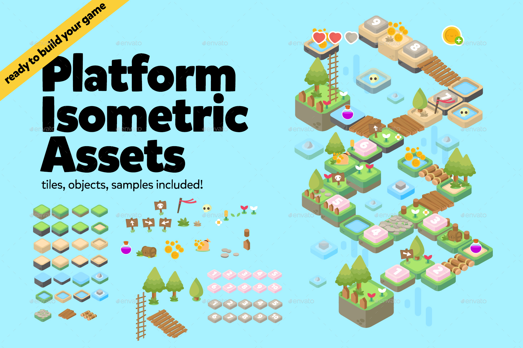 Summer Platform Isometric Assets by DeLaGranSiete | GraphicRiver