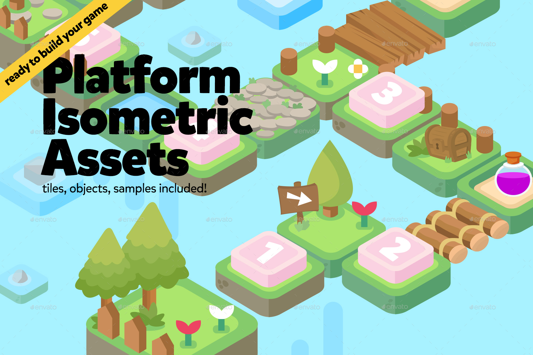 Summer Platform Isometric Assets, Game Assets | GraphicRiver