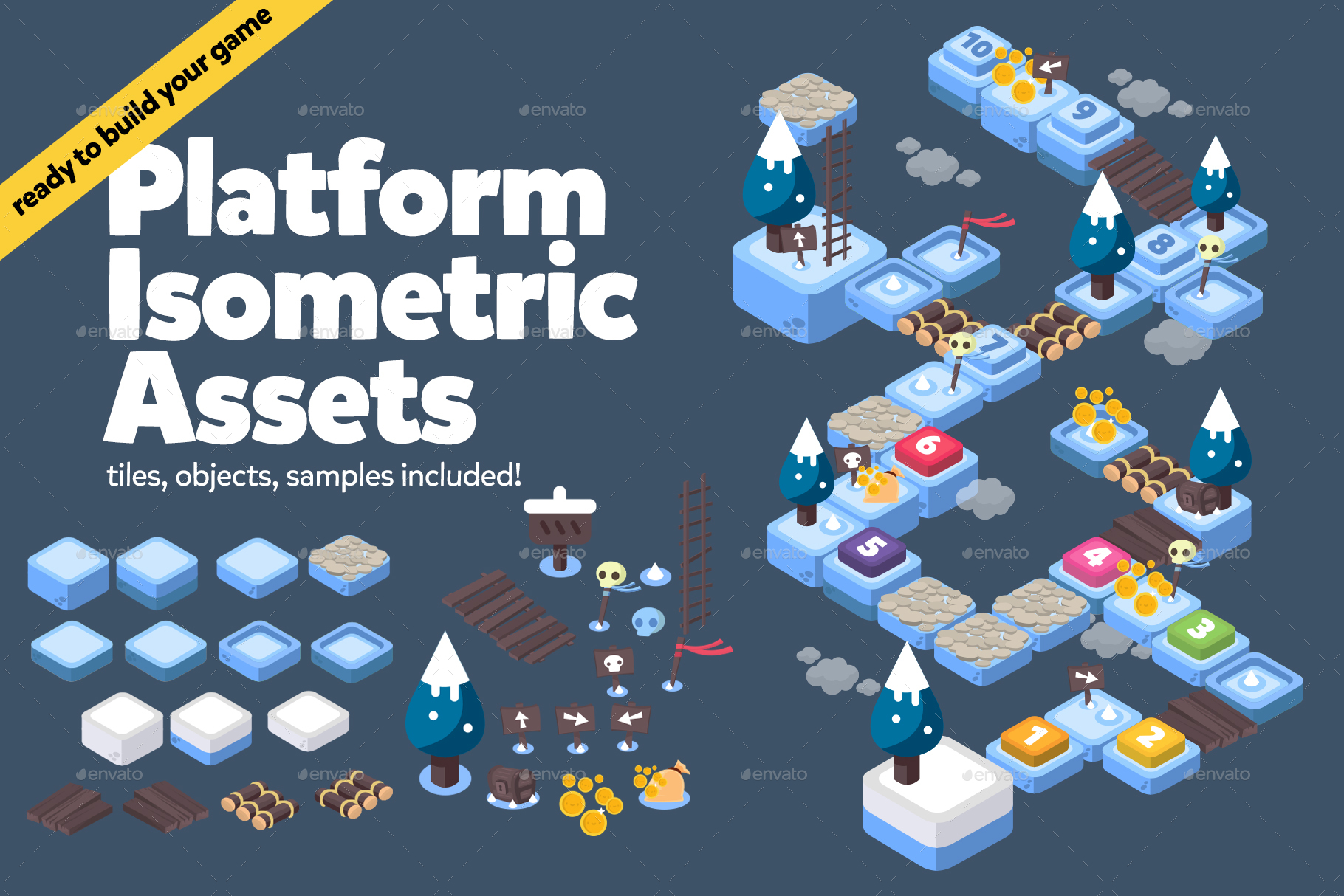 Flat Winter Platform Isometric Assets by DeLaGranSiete | GraphicRiver