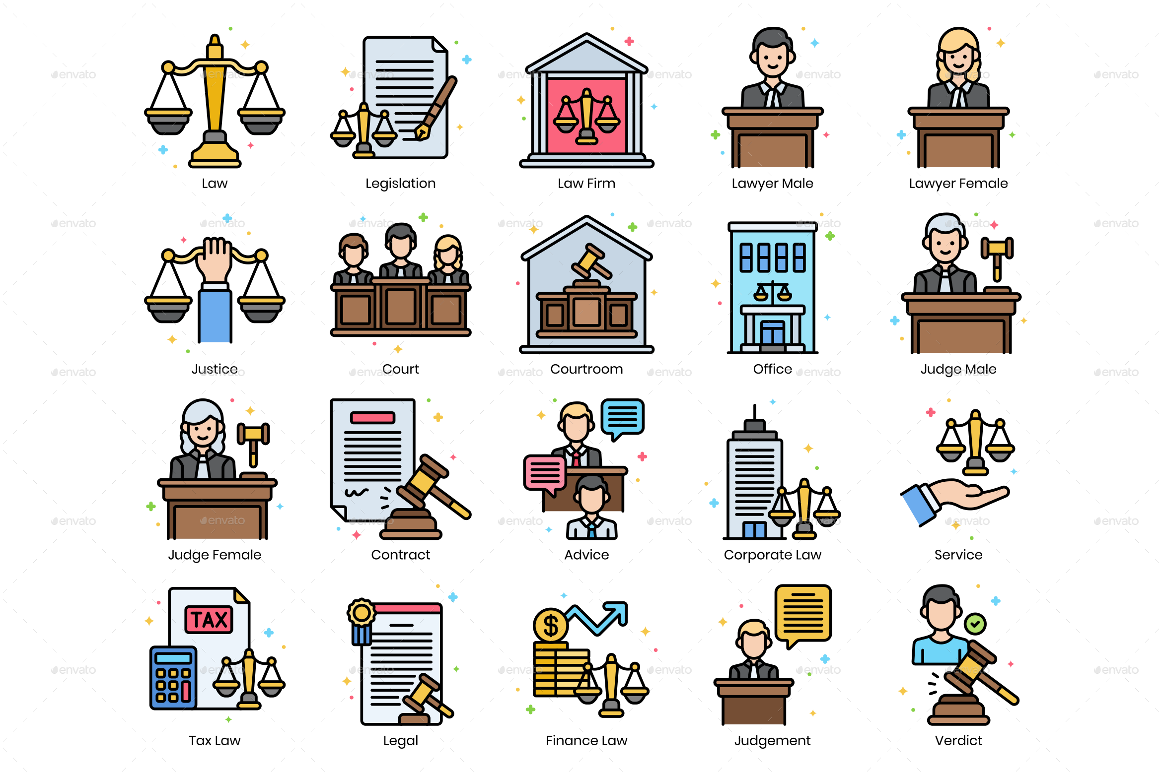 95 Law & Legislation Icons | Vivid Series, Icons | GraphicRiver