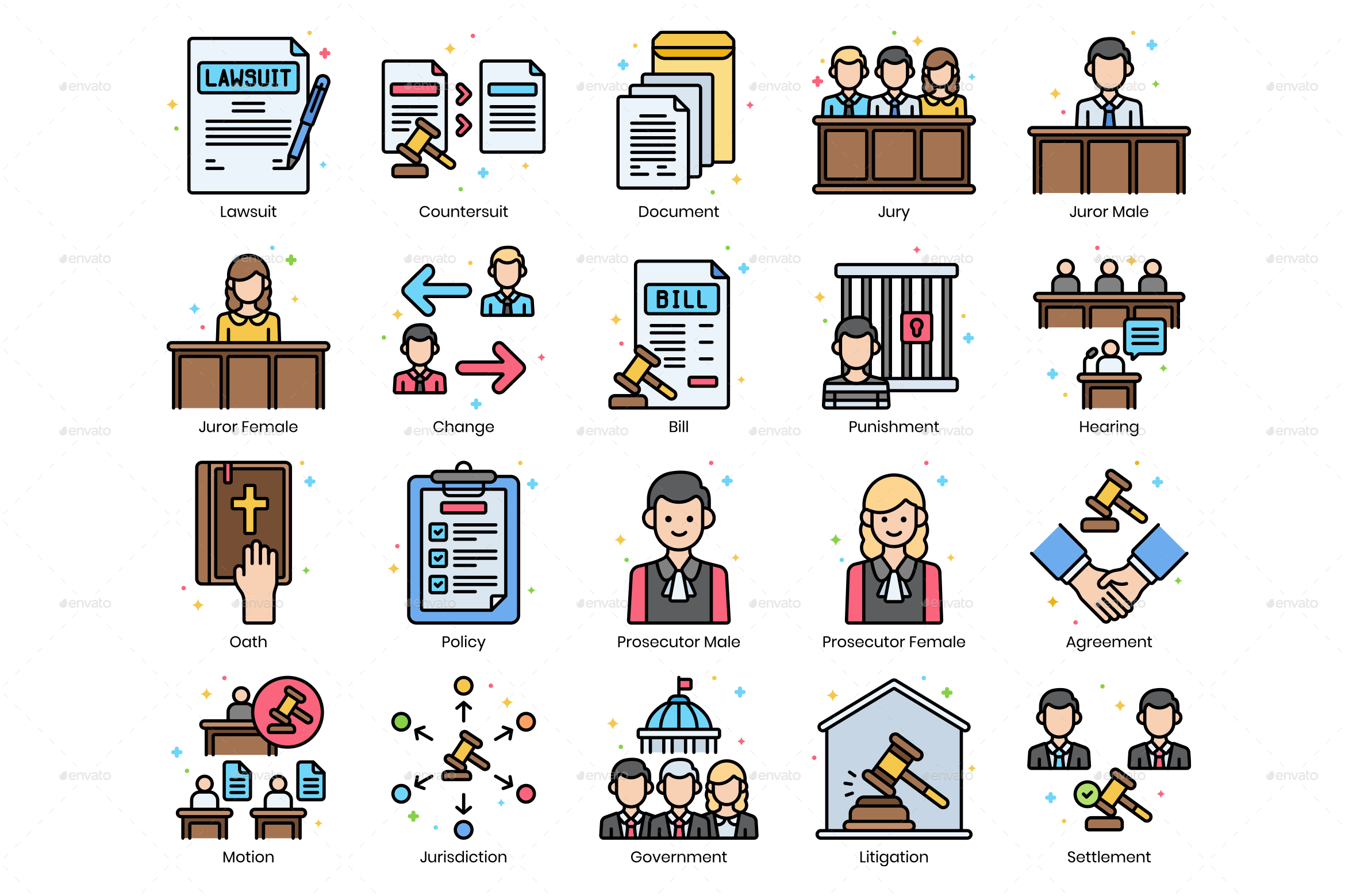 95 Law & Legislation Icons | Vivid Series, Icons | GraphicRiver