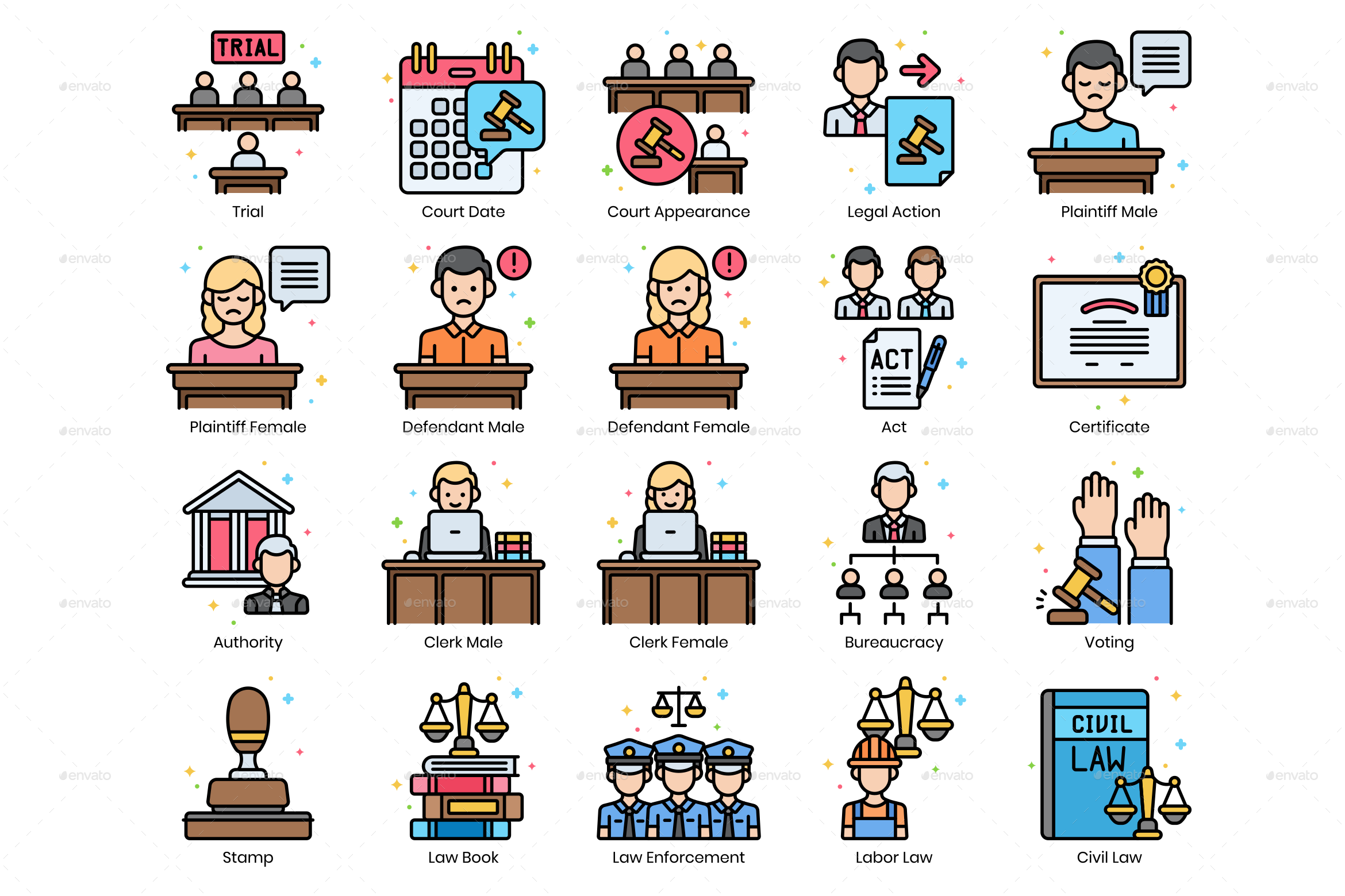 95 Law & Legislation Icons | Vivid Series, Icons | GraphicRiver