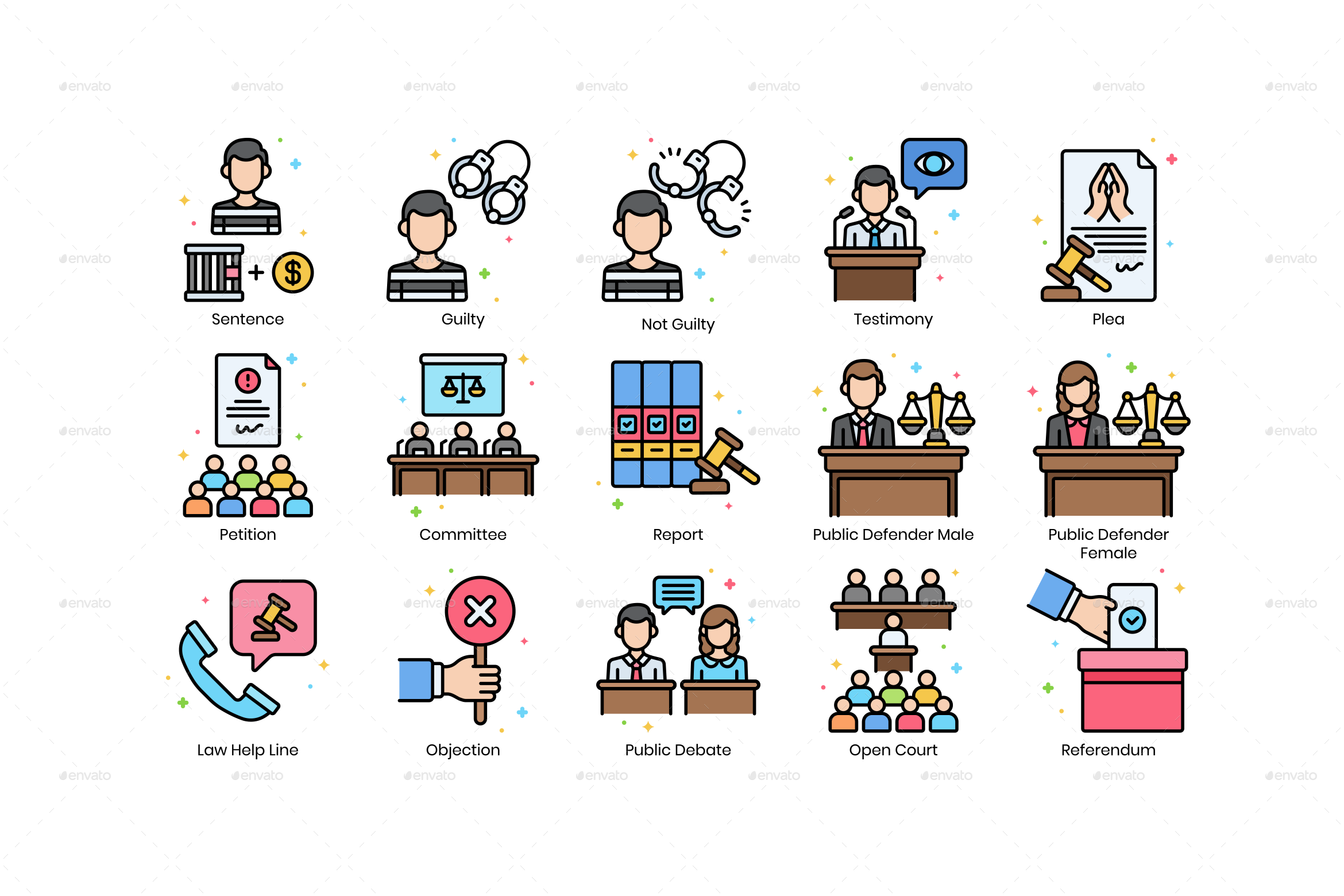 95 Law & Legislation Icons | Vivid Series, Icons | GraphicRiver