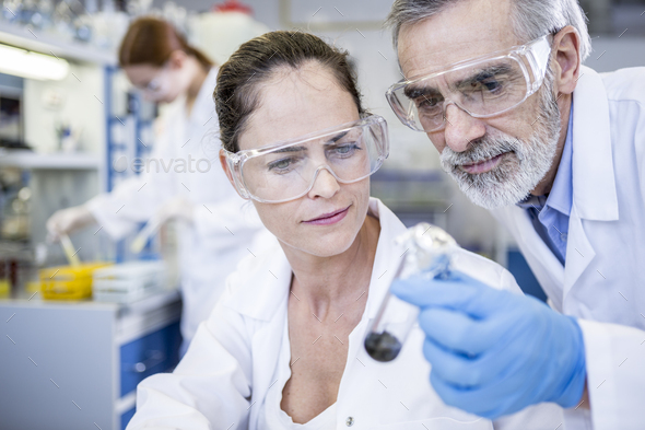 Scientists in lab examining sample Stock Photo by westend61 | PhotoDune