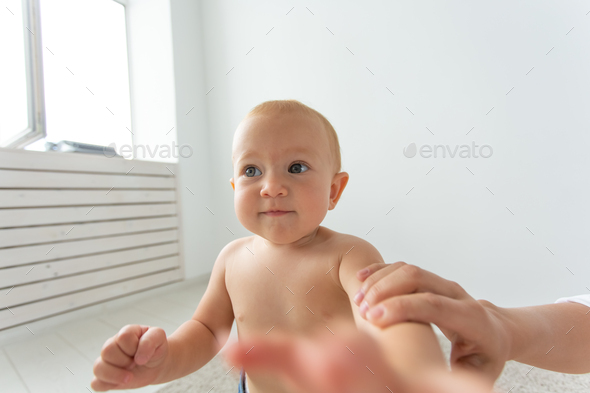children, people, infancy and age concept - beautiful happy baby at ...