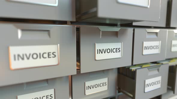 File Cabinet with INVOICES Text, Motion Graphics | VideoHive