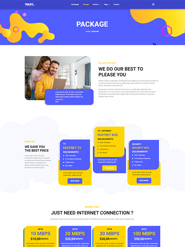 Fastnet - Broadband & Internet Elementor Pro Full Site Template Kit by ...