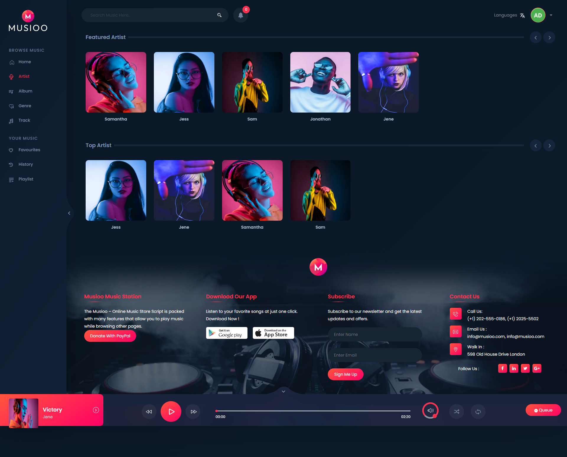 Musioo Music Streaming Platform Laravel Script by kamleshyadav | CodeCanyon