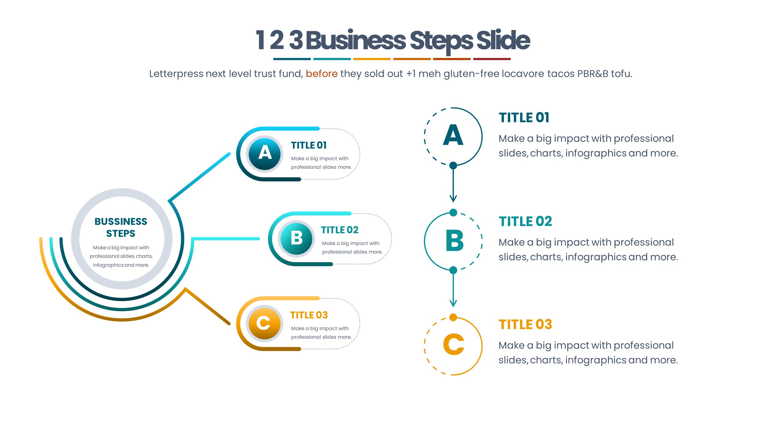 123 Business Steps - PowerPoint Infographics Slides, Presentation Templates