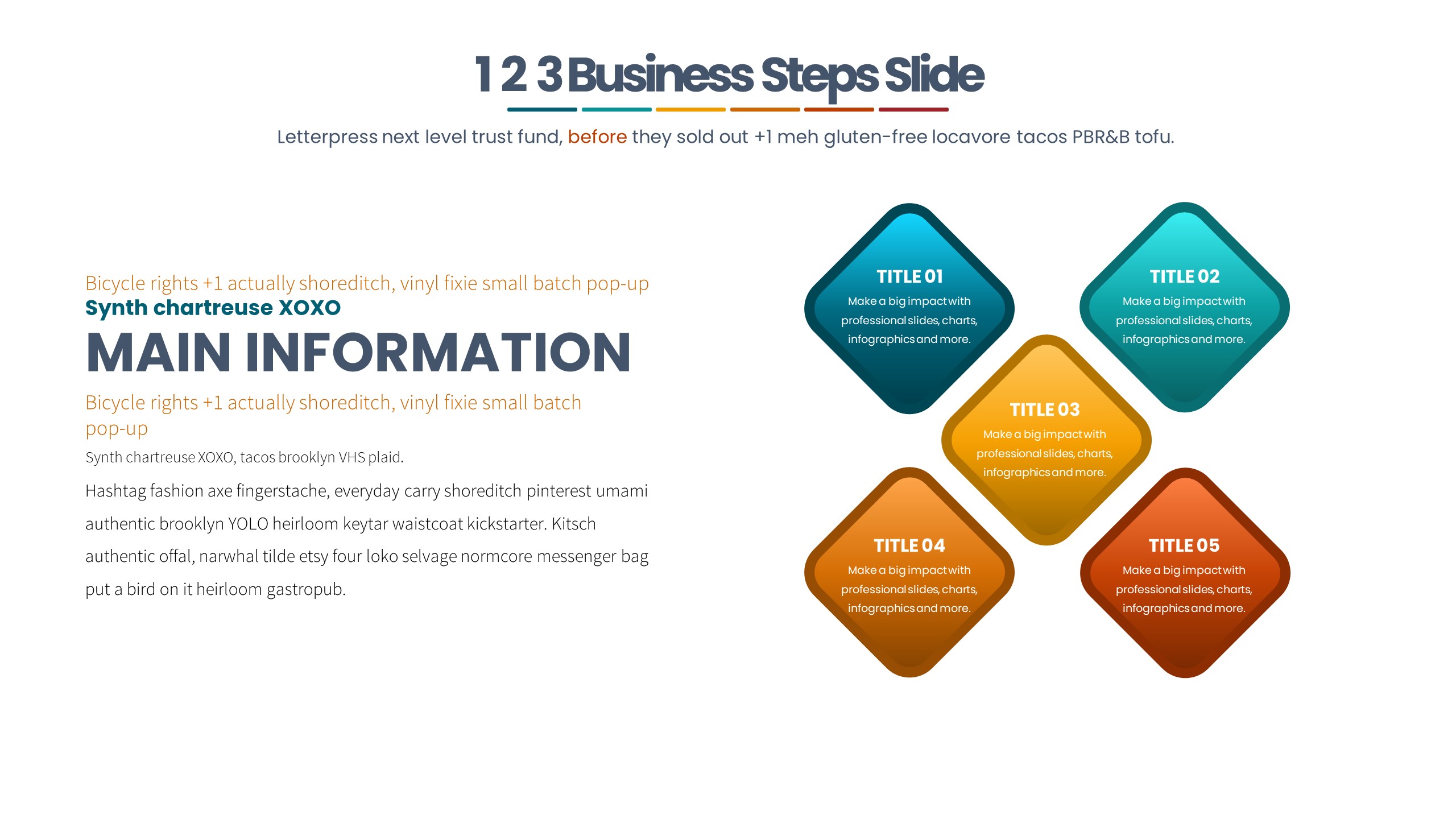 123 Business Steps - PowerPoint Infographics Slides, Presentation Templates