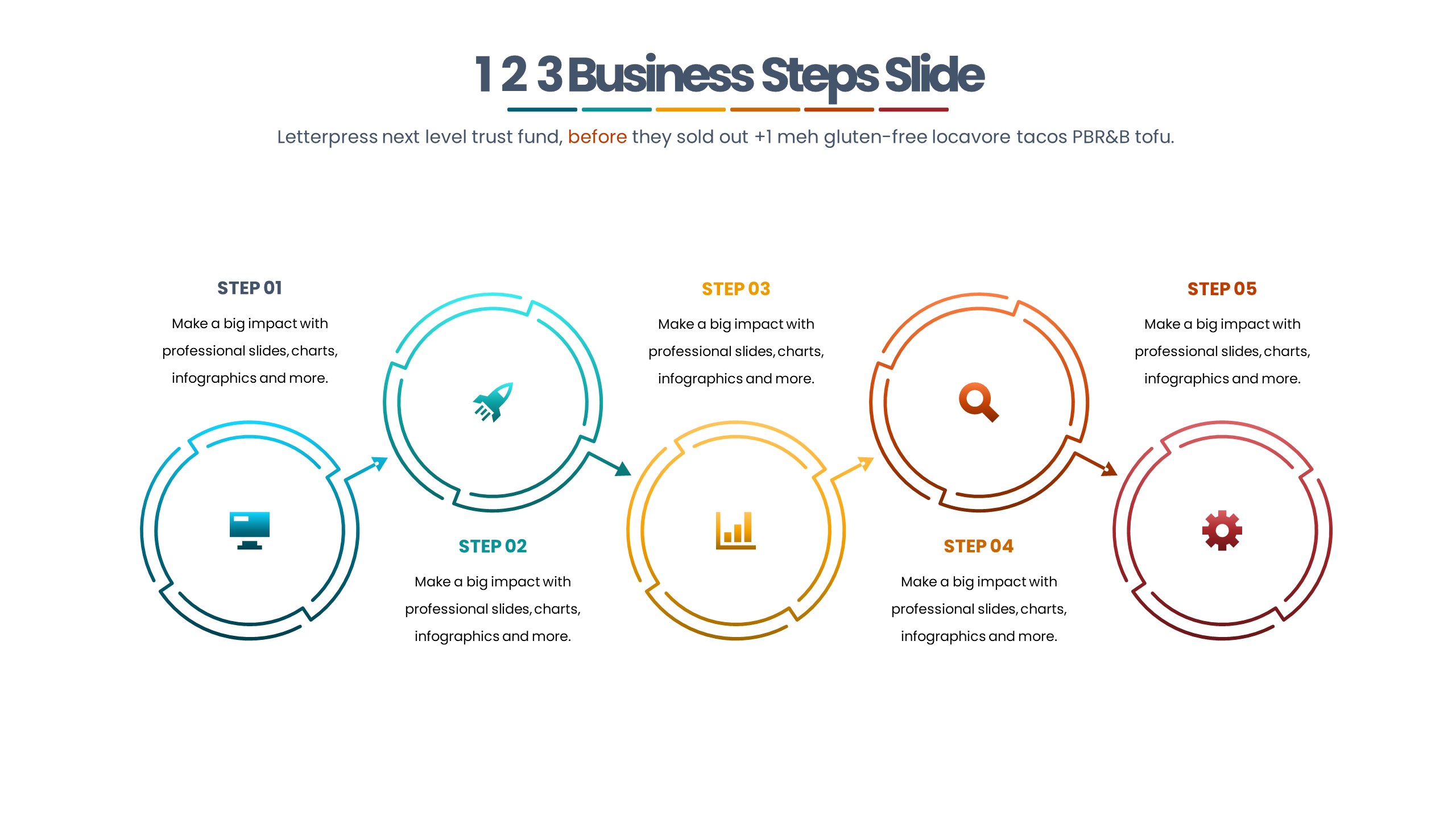 123 Business Steps - PowerPoint Infographics Slides, Presentation Templates