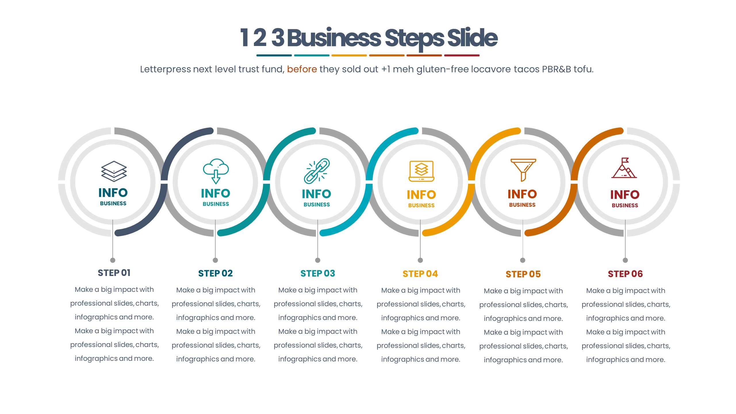 123 Business Steps - PowerPoint Infographics Slides, Presentation Templates