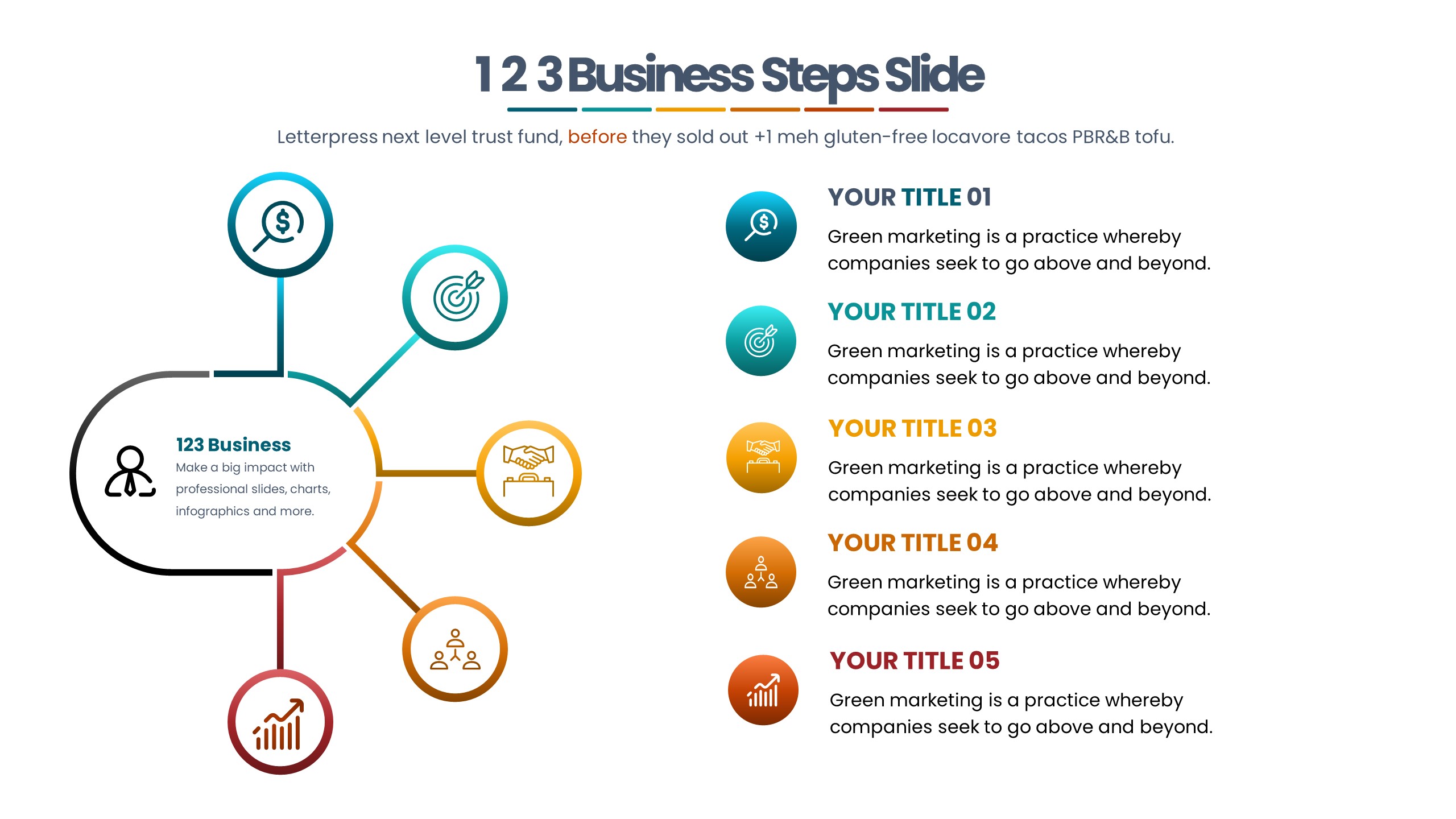 123 Business Steps - PowerPoint Infographics Slides, Presentation Templates