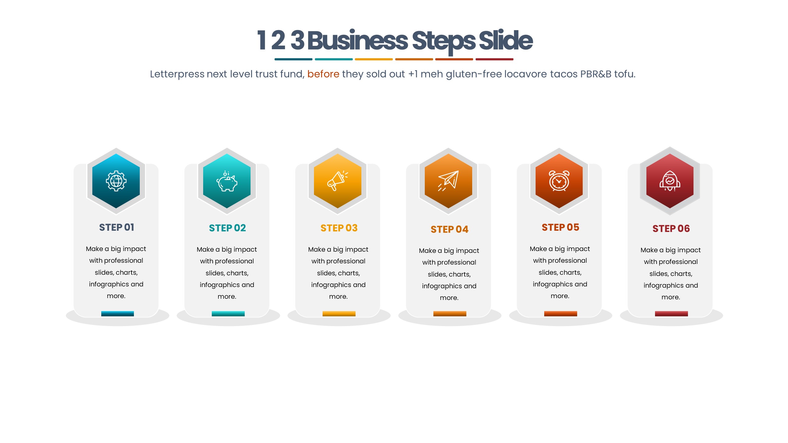 123 Business Steps - PowerPoint Infographics Slides, Presentation Templates