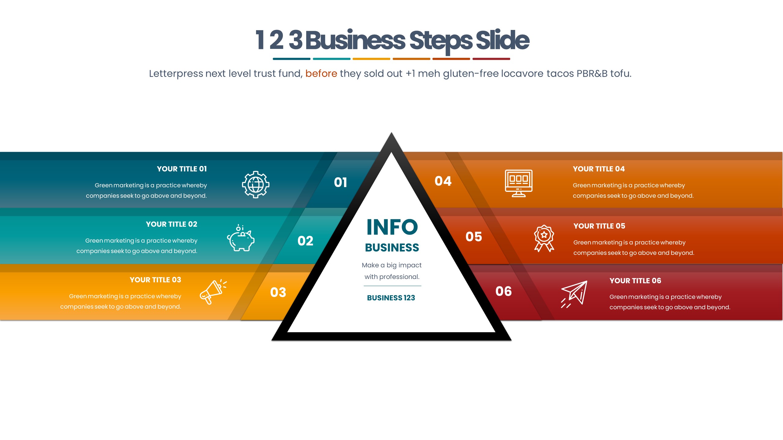 123 Business Steps - PowerPoint Infographics Slides, Presentation Templates