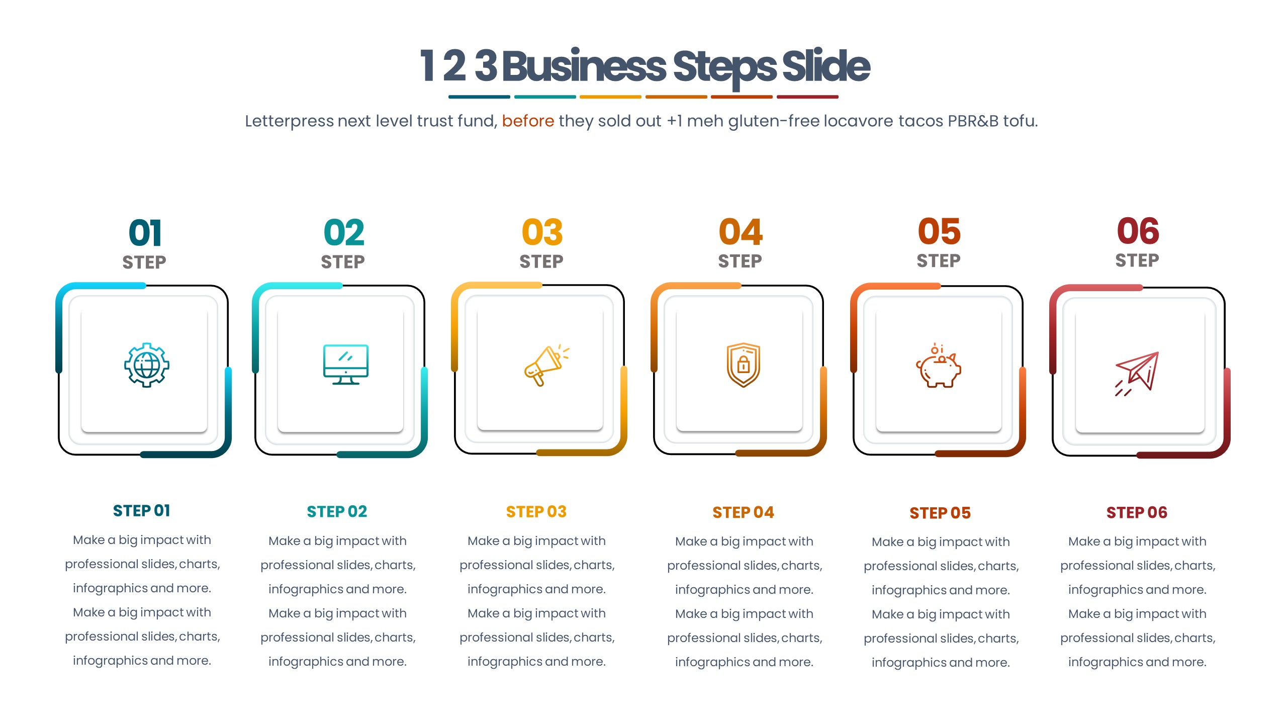 123 Business Steps - PowerPoint Infographics Slides, Presentation Templates