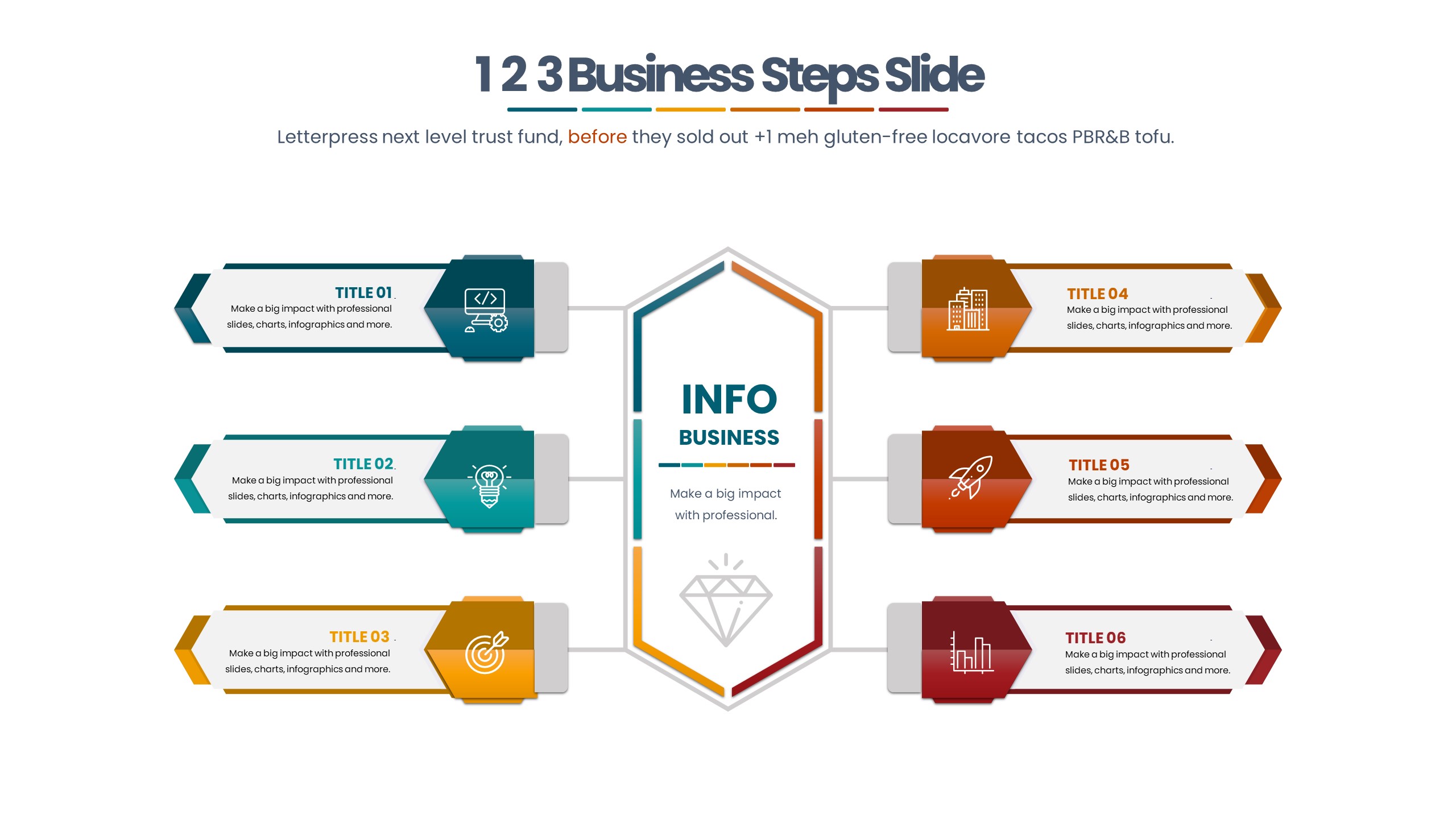 123 Business Steps - PowerPoint Infographics Slides, Presentation Templates