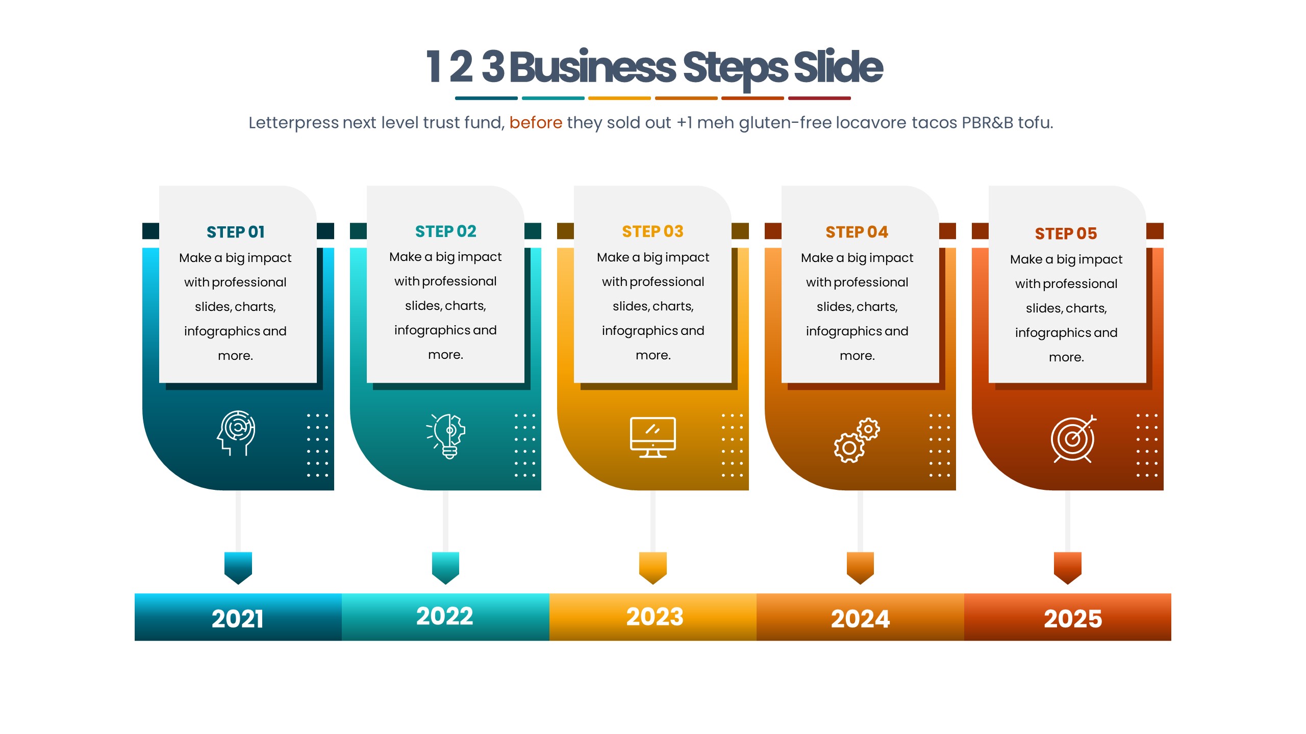 123 Business Steps - PowerPoint Infographics Slides, Presentation Templates